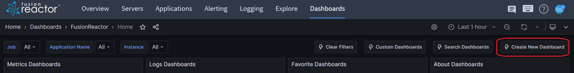 Create a dashboard - FusionReactor Documentation